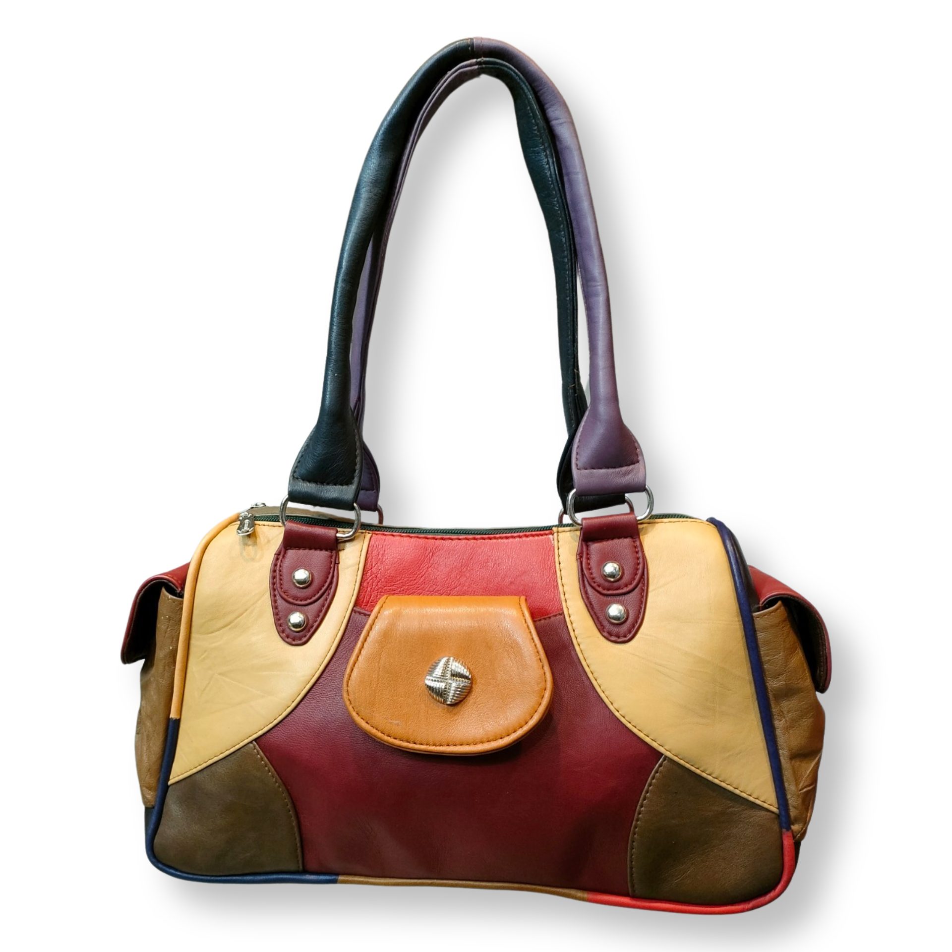 Multi Color Patchwork Handbag - Super Leather Craft